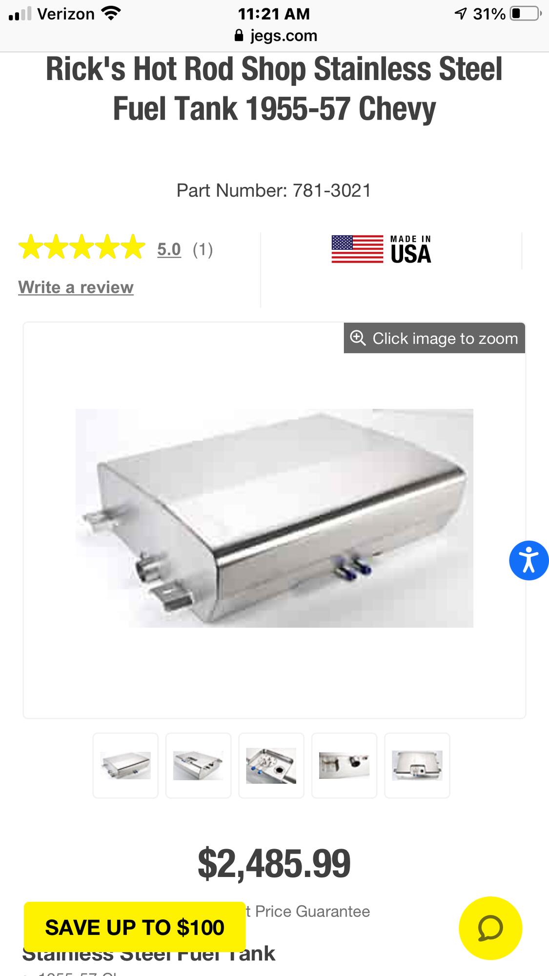 New Trifive 22 Gallon Ricks Stainless Fuel Tank