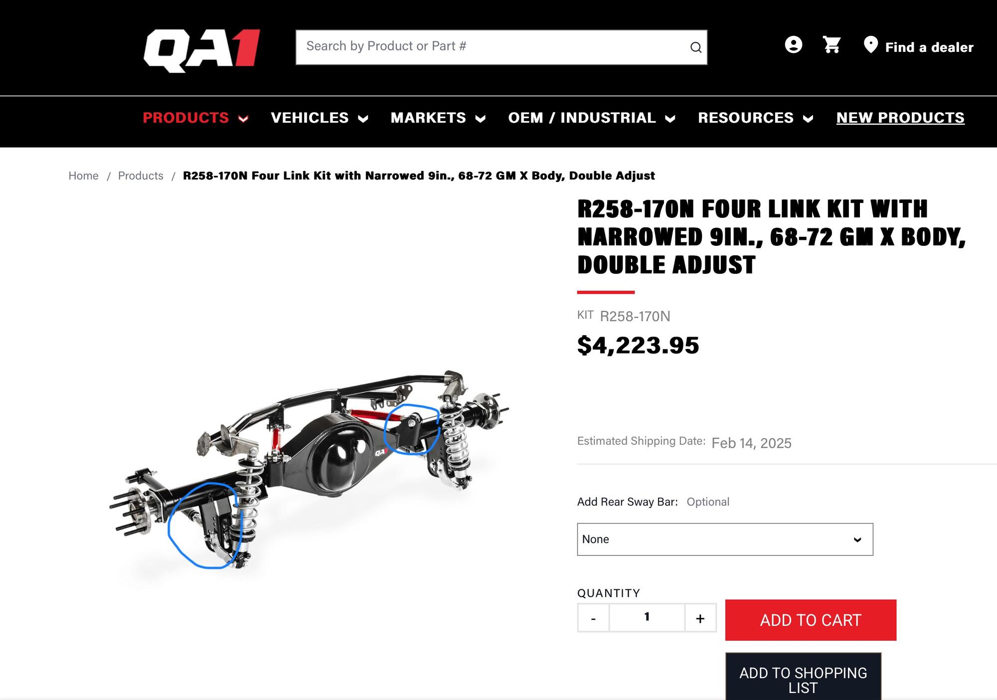 QA1 4 link Issue